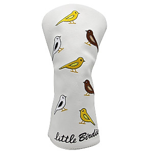 Golf Club Headcover Golf Birdie Birds Driver Fairway Wood Hybrid Wood Head Cover Golf Mallet Blade Putter Cover 3pcs 1pc for Golf Wood Club Head, White