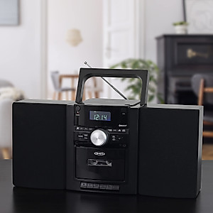 Jensen Modern 3-Piece Portable Stereo Bluetooth CD Music System with Cassette and Digital AM/FM Radio (Remote Included) (Platinum Silver)