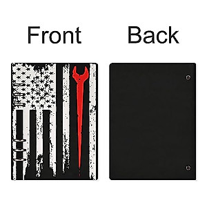 Ironworker Profession USA Flag Notebook Cover 6-Ring Binder Portable Planner Book Loose-Leaf Cover for Home Office