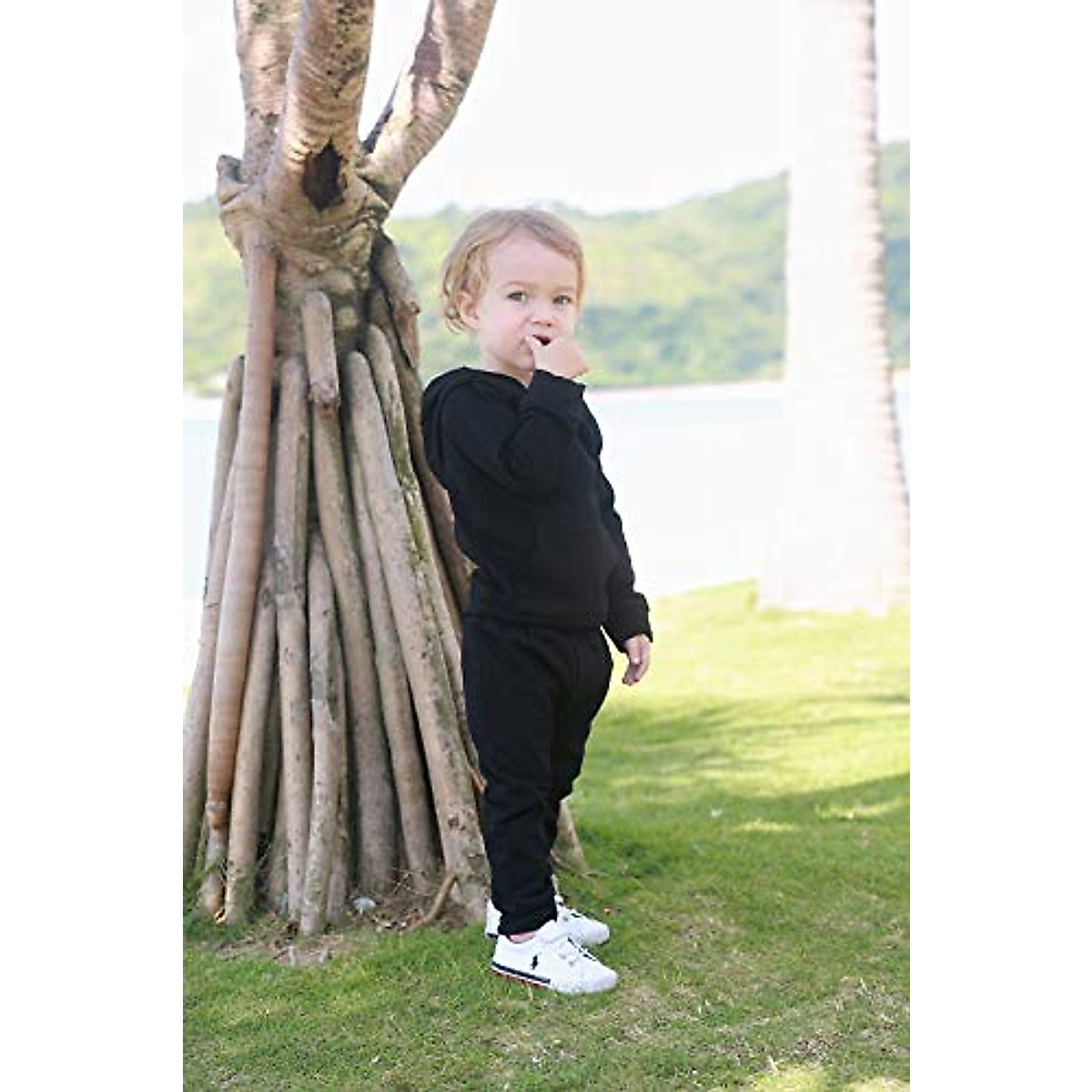 Hipealy Toddler Infant Baby Boy Clothes Hoodie Sweatshirt Pants Boys Gift Solid Color Fall Winter Outfits Set 0-6 Months