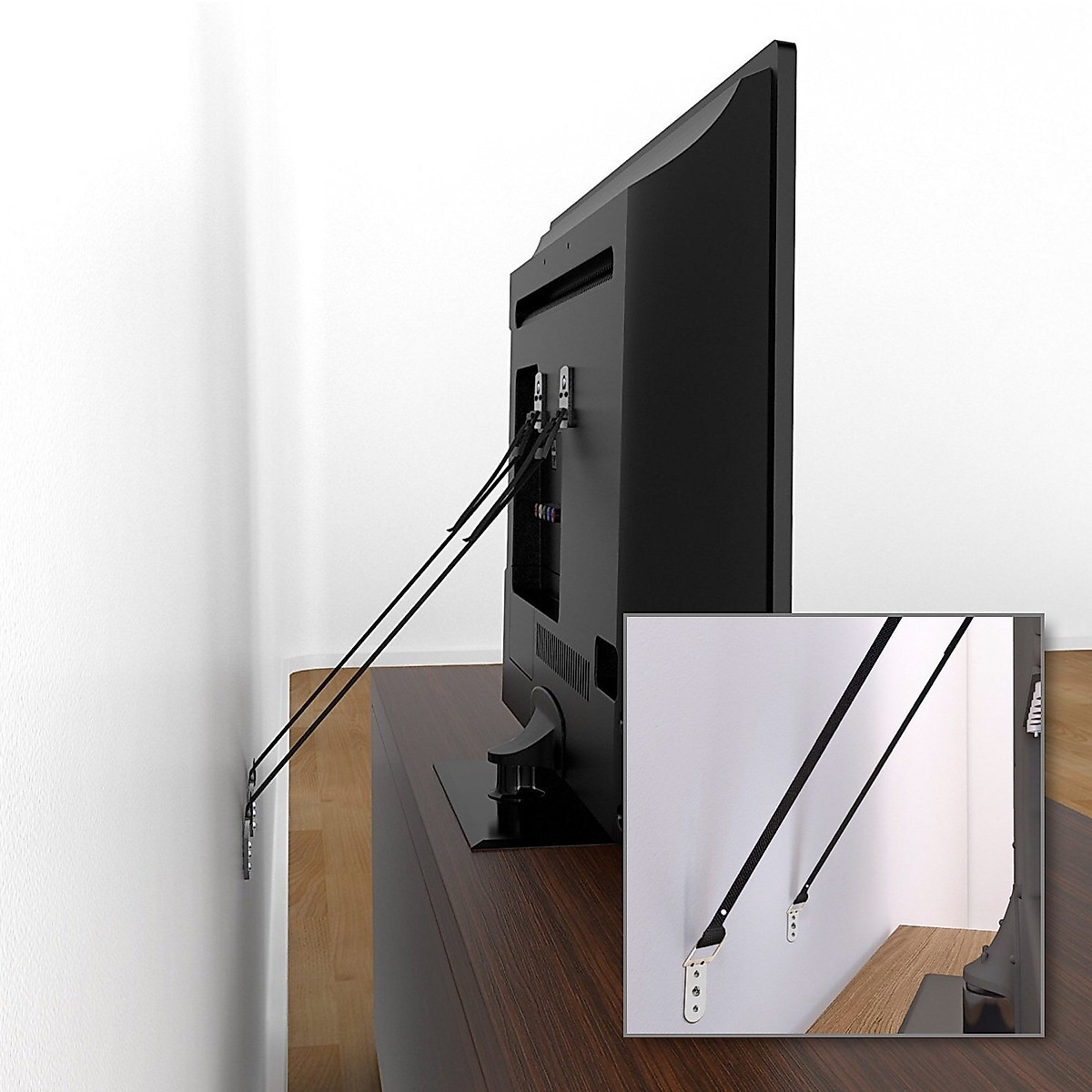 Baby Safety Metal TV Straps Furniture Anti-Tip Straps Heavy Duty Strap All Flat Screen TV/Furniture 2 Pack