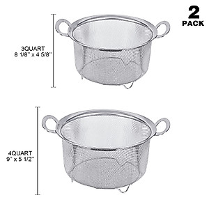 Tiawudi 2 Pack Strainers for Kitchen, 18/8 Stainless Steel Colander with Handles, Fine Mesh Strainer for Pasta, Rice and Fruit, Sieve with Resting Feet to Strain, Rinse, Steam or Cook Vegetables