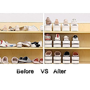 ALWWL White Shoe Storage Rack, Integrated Household Adjustable Double Tiers Shoes Slots, for Livingroom Bedroom Bathroom- 16 Pcs