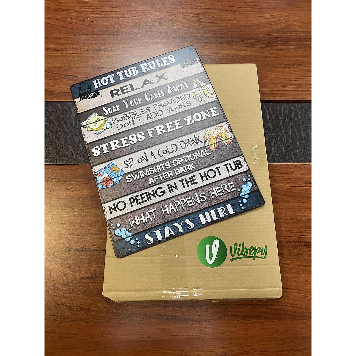 V VIBEPY All Over Printed Hot Tub Rules Metal Sign 12x16 Inches, Hot Tub Sign, Funny Rules Sign, Bathroom Metal Sign, Decorations Sign, Outdoor Metal Sign, Hot Tub Rules Sign (Hot Tub Rules)