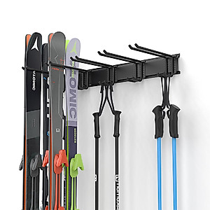 Ultrawall Ski Rack, Wall Mounted Ski Storage for Garage Storage Organizer System, 10 Pairs of Skis Holder for Home Shed, Holds Up to 300lbs