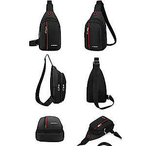 YERCHIC Small Sling Compact Crossbody Bag Chest Shoulder Travel Bag Casual Daypack for Men Women with Earphone Hole Water Resistant (Dark Gray)