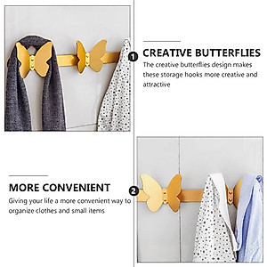 Bathroom Towel Hooks Gold Butterfly Coat Hooks Coat Rack Wall Mount with 3 Hooks Butterfly Design Aluminum Alloy Key Holder Bags Robe Hat Hangers for Home Decor Towel Hook