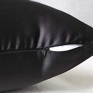 OTOSTAR Set of 2 Throw Pillow Covers for Bed Couch Sofa Car Decor Luxury Modern Minimalist Gold Leather Stitching Wavy Stripes Square Pillowcase Cushion Cover Black, 16x16 Inch