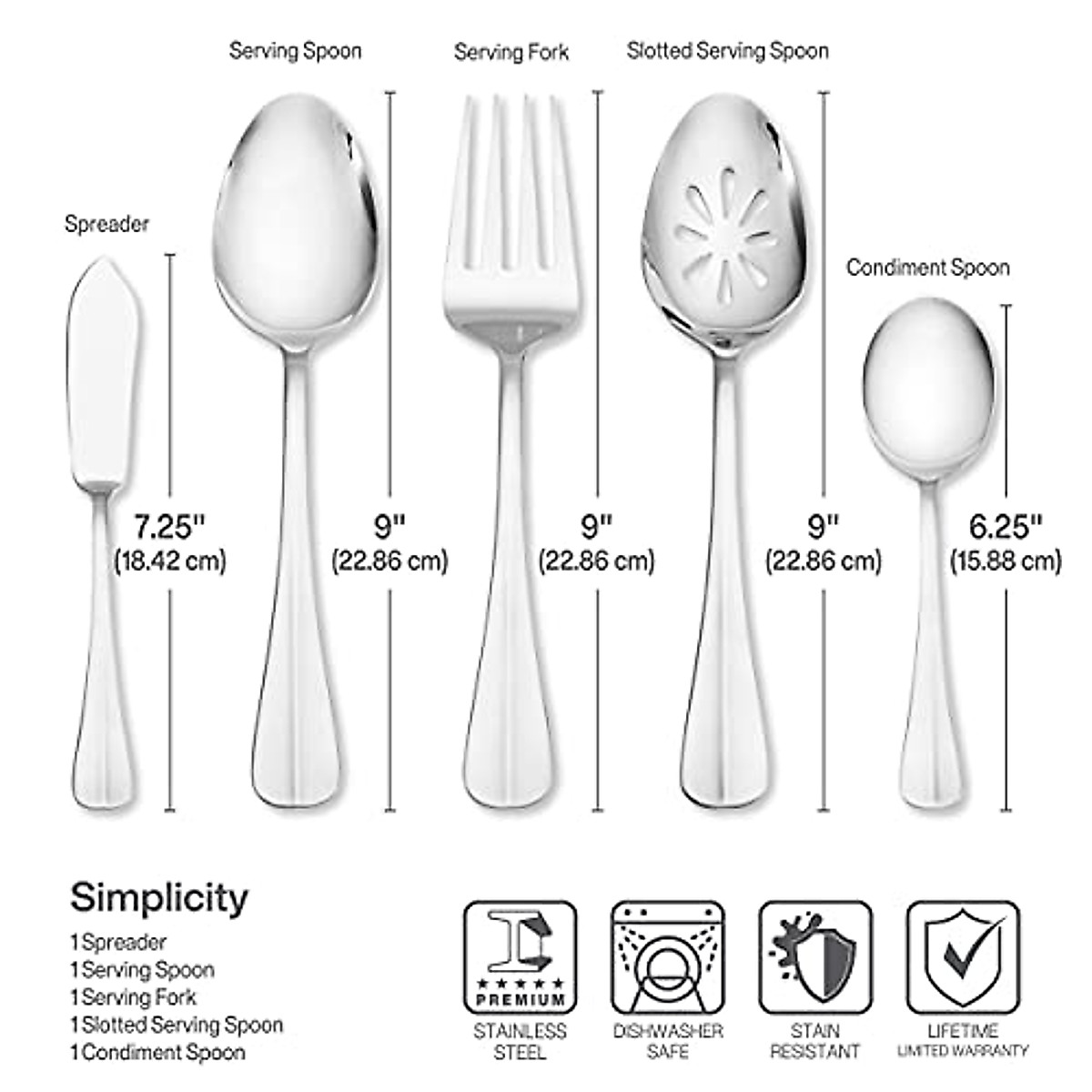 Pfaltzgraff Everyday Simplicity 53-Piece Stainless Steel Flatware Set, Service for 8