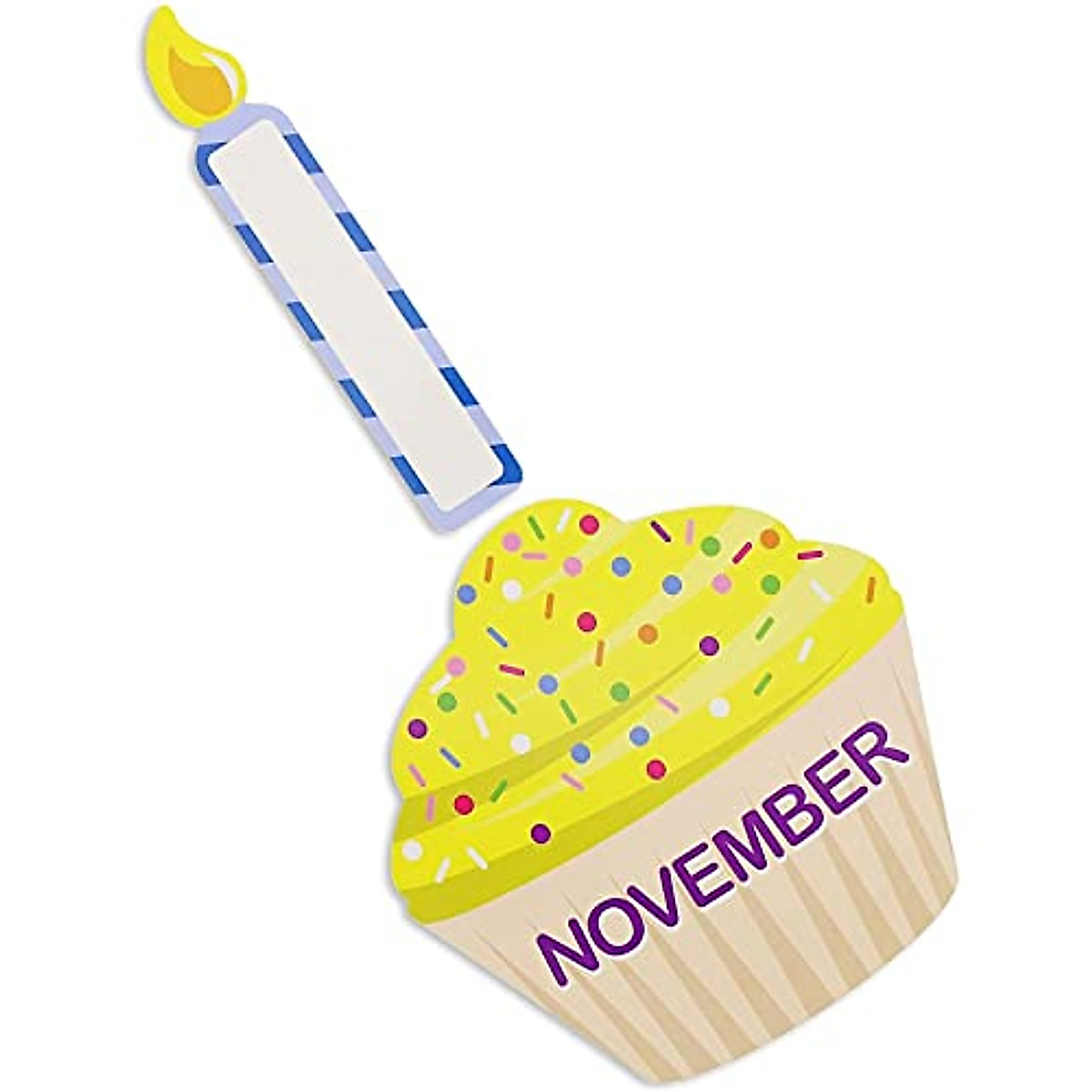 63 Piece Set Cupcake Cutouts for Bulletin Board and Student Birthdays, Classroom and Teacher Supplies