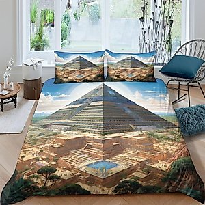 EVMILA Pyramid for Teens and Adults Quilt Cover 3D Print Egypt Duvet Cover Comforter Covers with Pillow Cases Soft Microfiber with Zipper Closure Bedding Set 3 Pieces Queen（228x228cm）, Style-7