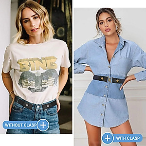 SANSTHS Buckle-Free Elastic Women Belt for Jeans Without Buckle, Comfortable Invisible Belt No Bulge No Hassle (Black, Plus Size)