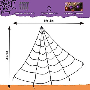 Dazzle Bright 135 LED Spider Web Halloween Lights, 16FT x 13FT Giant Halloween Decorations for Indoor Outdoor House Garden Yard Party (Purple & Orange)