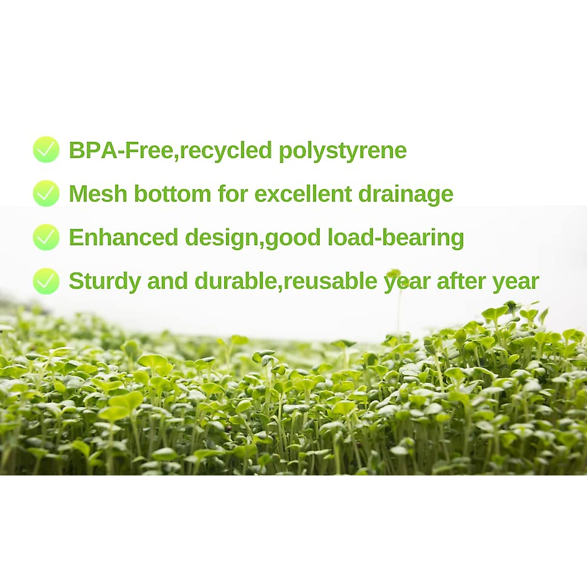 BeGrit Seed Starter Trays 5-Pack 15x12 inch Mesh Bottom Tray Plastic Plant Trays Garden Seedling Starter Kit for Plants,Microgreens,Soil Blocks,Wheatgrass,Hydroponic and Fodder Systems