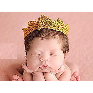 Handmade Newborn Crown, Baby Boy Girl Photo Prop, Gender Neutral Infant Photography Prop, Gold (Newborn, Gold)