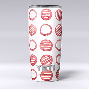 Design Skinz Red Striped Polka Dots - Skin Decal Vinyl Wrap Kit Compatible with The Yeti Rambler Cooler Tumbler Cups