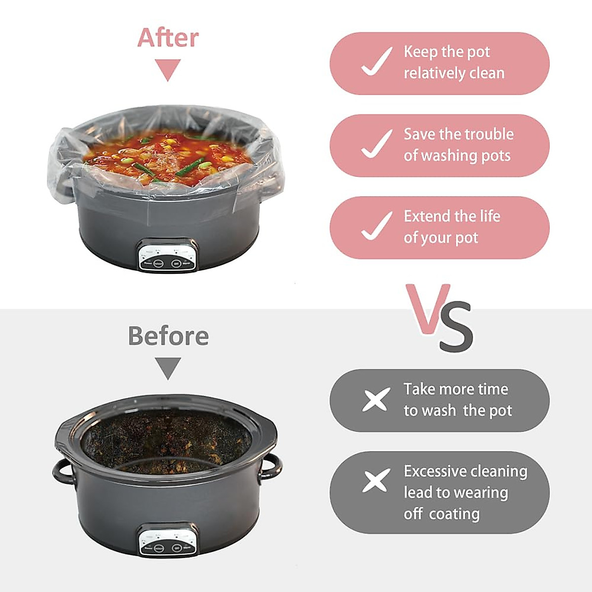 [2 For Free] 12 bags Ebelbo Nylon Pot liners, Slow Cooker Liners 13x21 Inch Large Size Disposable Roaster Cooking, Fit for 3-8QT Oval & Round Pot