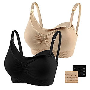 Yoofoss Breast Pumping Bra Pack of 2 Breast-Pumps Nursing Bra for Moms