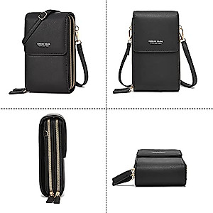 Women Crossbody Wallet Purse with Phone Holder Lightweight Touch Screen Bag Purse PU Leather RFID Blocking Purse