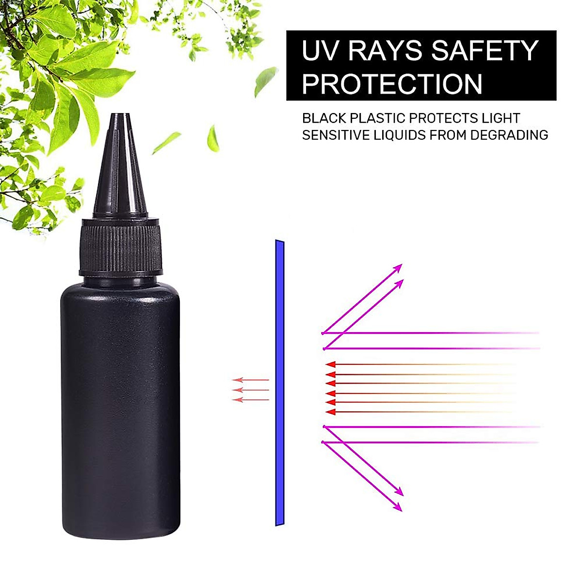 BENECREAT 30 Packs 1oz Black Plastic Squeeze Dispensing Bottles UV Glue Bottles with Caps, 5PCS Funnel Hoppers for UV Resin, DIY Crafts, Glue, Liquids