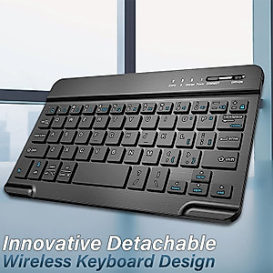 LDSOYIA Galaxy Tab A7 Lite 8.7 2021 Keyboard Case with Screen Protector (SM-T220/T225), Detachable Wireless Keyboard Protective Case Cover with Tempered Glass Screen Protector for Samsung Tab A7 Lite