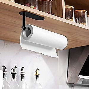 Yowmins Paper Towel Holders, Paper Towel Holder Under Cabinet, Camper RV Paper Towel Holder, Paper Towel Rack for Kitchen, Stainless Steel 13 inch, Black