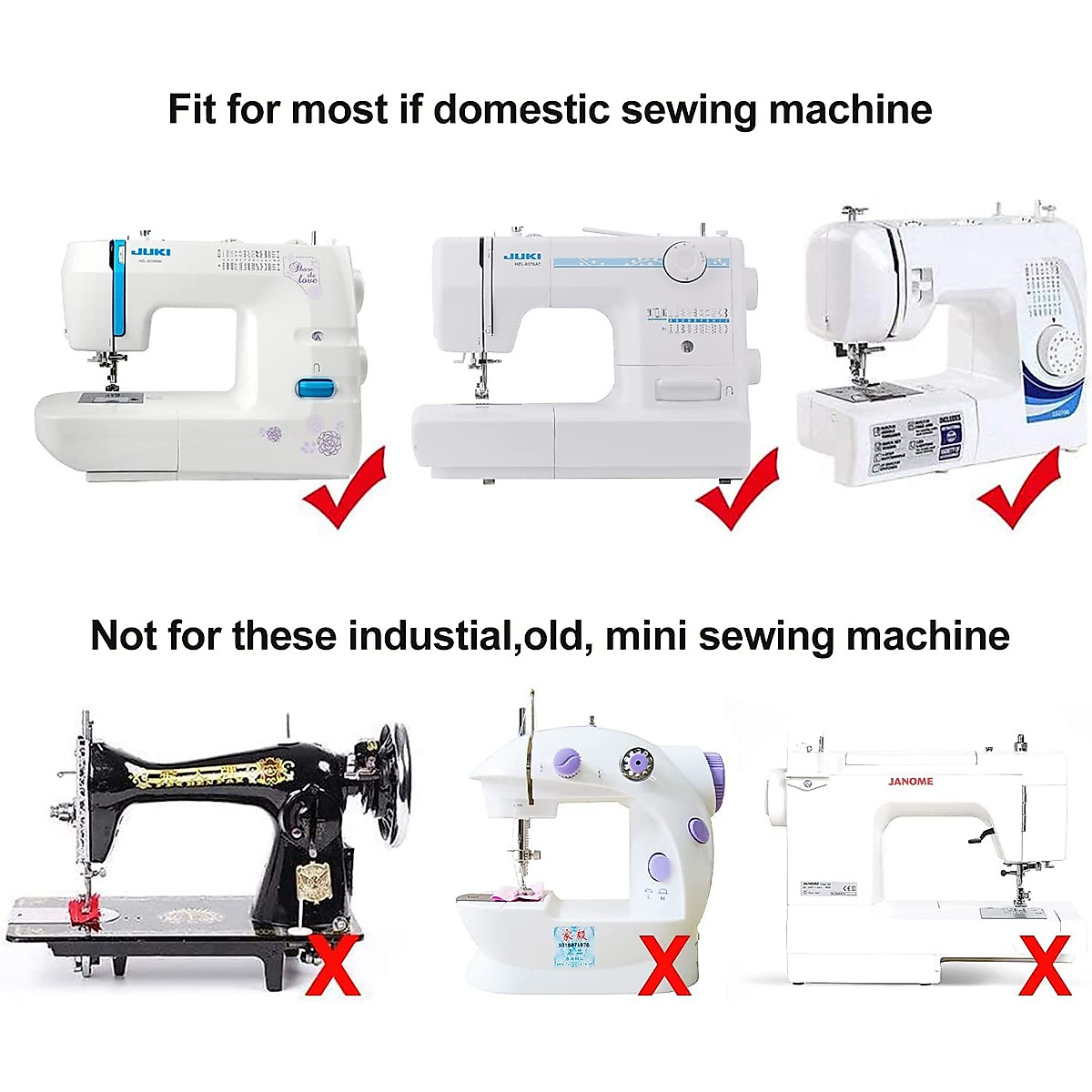 2PCS Clear View 1/4" (Quarter Inch) Sewing Machine Quilting Presser Foot Fits Most Low Shank Snap-On Singer, Brother, Babylock, Euro-Pro, Janome, Kenmore, White, Juki, New Home and More