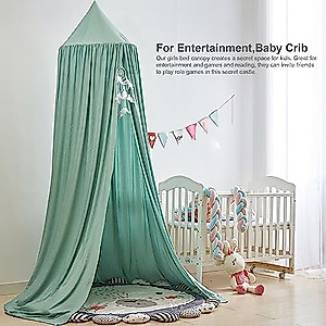 LImiLI Bed Canopy for Kids, Round Dome Kids Mosquito Net Indoor Outdoor Castle Hanging House Decoration Reading Nook Kids Playing Home Decoration(Lake Green)