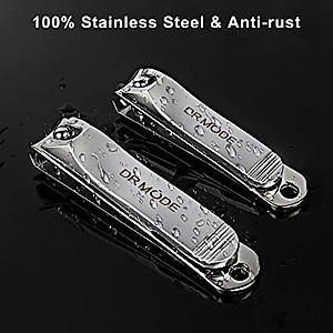 Nail Clippers Set for Fingernail Toenail - DR. MODE Large & Small 2 Pack Professional Stainless Steel Toe Nail Cutter, Sharp Travel Finger Nail Clippers Kit with Case Gifts for Him Men Women