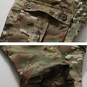 AKARMY Men's Lightweight Hiking Pants, Outdoor Quick Dry Ripstop Cargo Pants, Multi-Pocket Camo Casual Work Pants HY3355 CP Camo 36