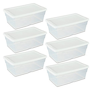 Sterilite Storage Box 13.5" X 8.3" X 4.8", 6 Qt. Clear - Pack of 6