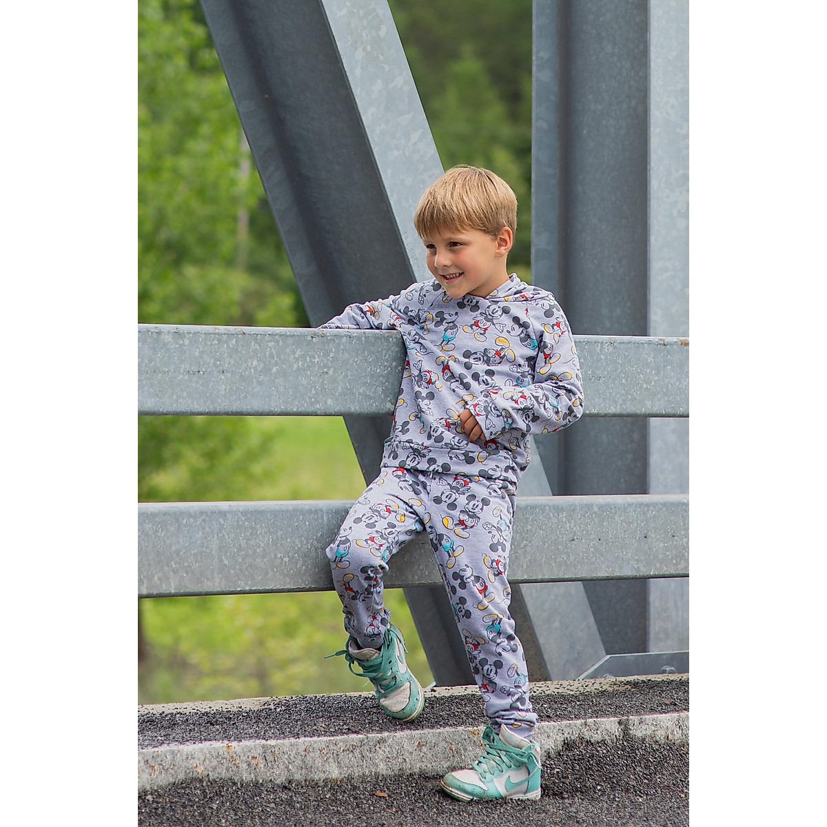 Disney Mickey Mouse Infant Baby Boys French Terry Pullover Hoodie Set Grey 24 Months