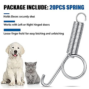 20 Pieces Spring Door Latch for Rabbit Cages Door Metal Finger Spring Latch Hook for Fixing Pet Wire Cage Rabbit Birds Bunny Rodents Guinea Pig Hamster Parrot Hedgehog Cage Door (2.87 x 0.9 Inch)