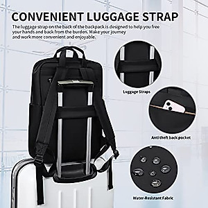 GOLF SUPAGS Travel Laptop Backpack for Women Anti Theft Slim Durable College Bookbag Business Computer Bag Fit 15.6 Inch Notebook (Black, 15.6 Inch)