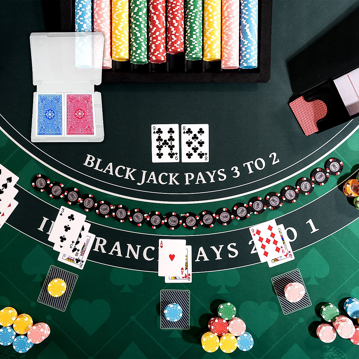 Xgood 4 PCS Plastic Playing Cards Boxes, Snaps Closed Empty Plastic Storage Box, 2 Decks Playing Card Case, Rectangle Playing Card Storage Clear Card Case for Business Trading Card Bridge Size Cards