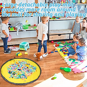 GBACHOOSE 2Set Toys Storage Organizer and Play Mat for Kids, Round Toy Storage Bin with Large Play Mat Organizer, Toy Storage Organizer for Building Bricks & Blocks(12.6x11 In)