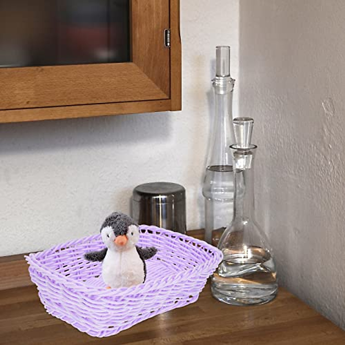 Cabilock Wicker Bin Countertop Storage Basket: Purple Storage Basket Organizer Makeup Sundries Display Bin Kids Toy Ornament Organizer Photography Prop