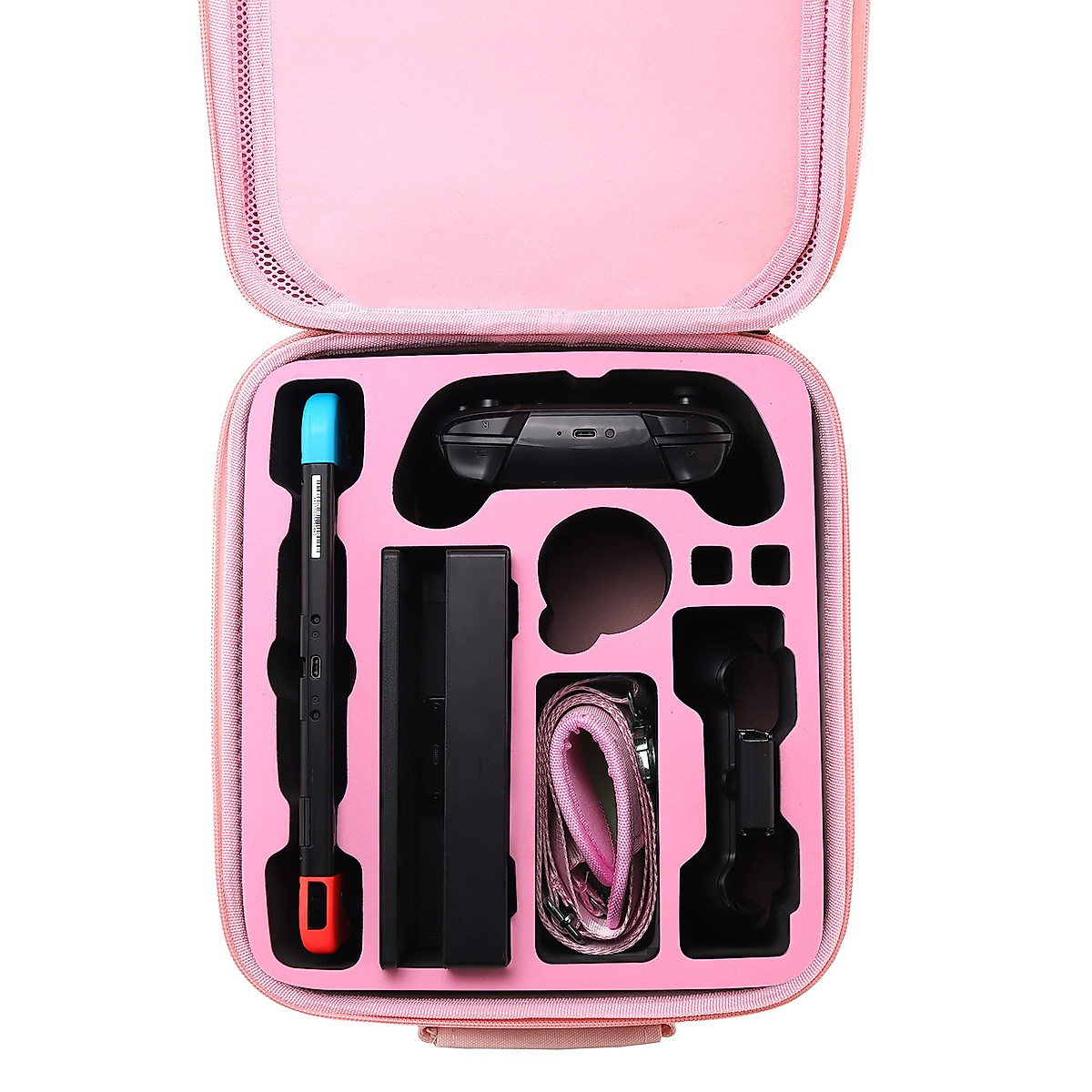 Portable Hard Shell Nintendo Switch Case,Pink Cute Cat Paw Deluxe Storage Shoulder Bag Compatible with Nintendo Switch for Console, Dock, Pro Controller, Joy-Con grip, Pokeball Plus & Accessories.