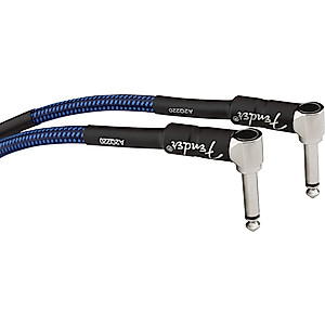 Fender 6-Inch Professional Patch Cable, Right Angle, Blue Tweed - 12 Pack
