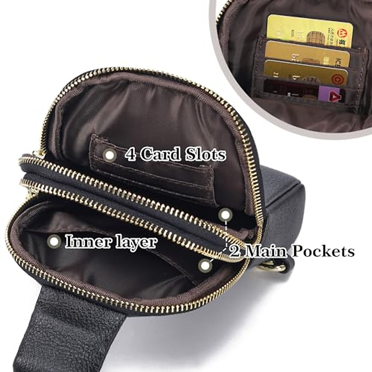 INICAT Travel Small Sling Bag Leather Crossbody Bags for Women Fanny Packs Cross Body Bag for Woman Cross Body Purses(Black)