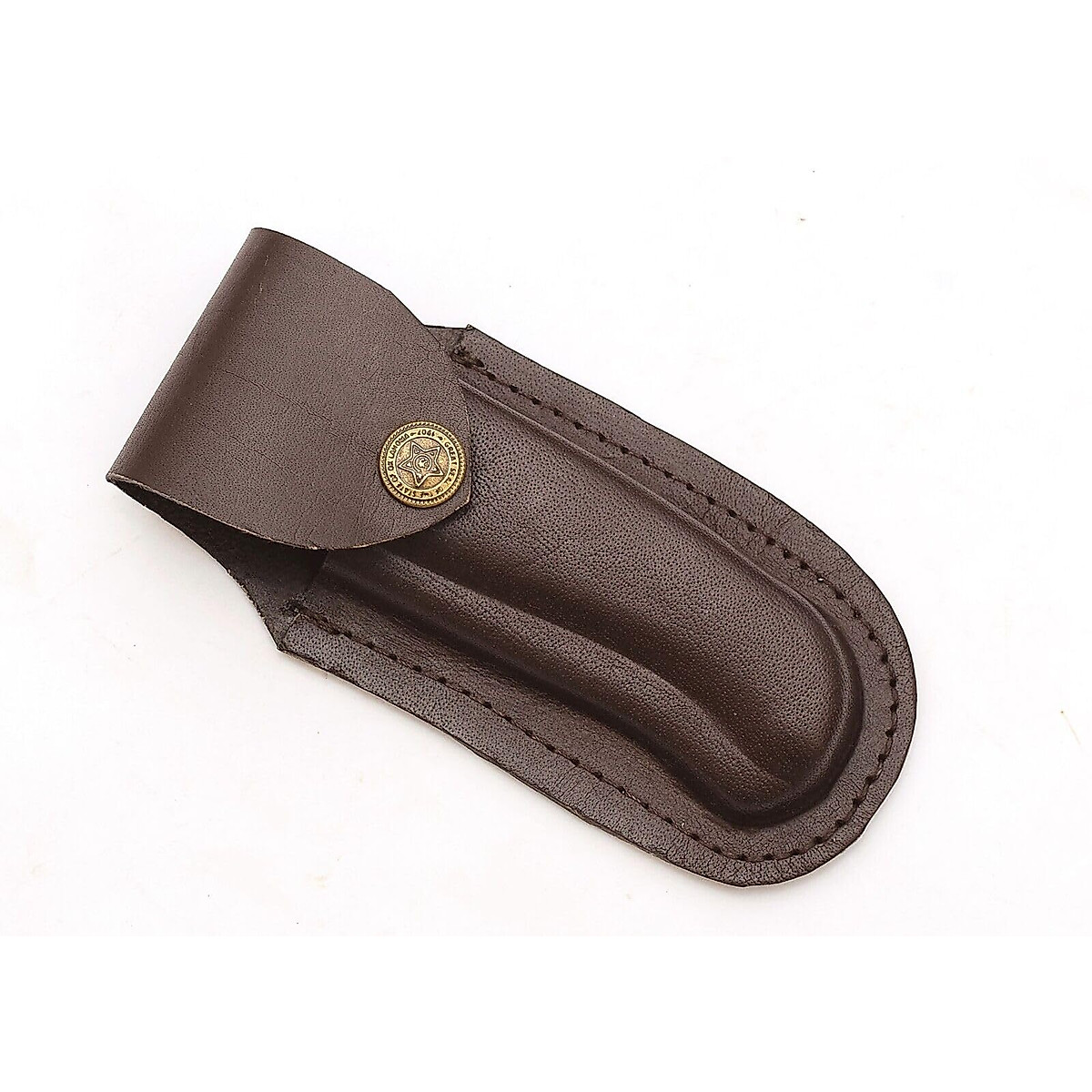 Custom Handmade Leather Genuine Vertical and Horizontal Sheath Folding Pocket Knife Buck 110