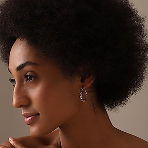 LeCalla Sterling Silver Heart Hoop Earrings Jewelry Rhodium Plated Love Heart Linked Hoop Earring for Women