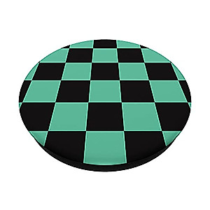 Checkered Black Green Anime Pattern PopSockets Swappable PopGrip
