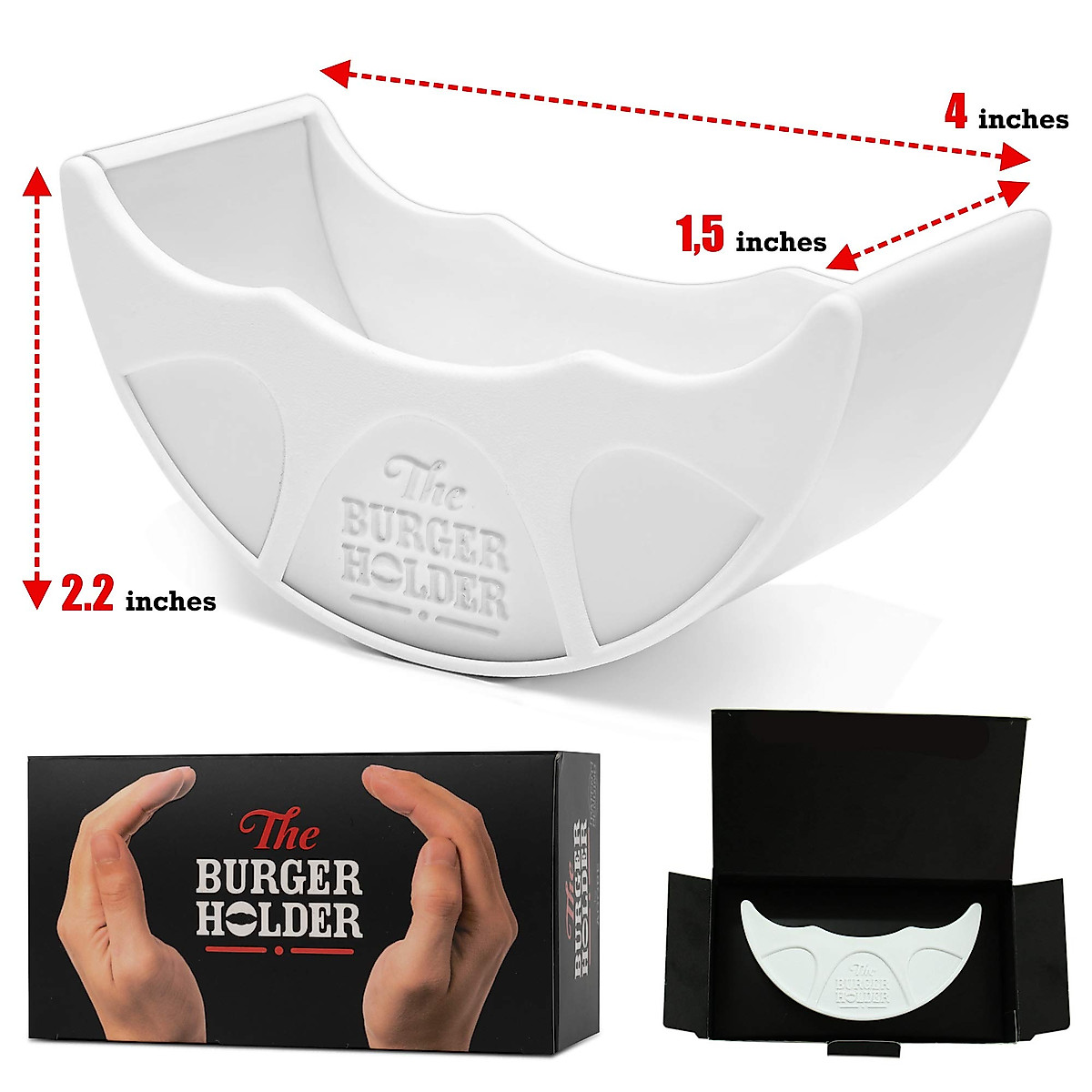 Original Burger Holder - Hygienic Reusable Hamburger Bun Shell - Eco Friendly Mess-Free Alternative to Wax Paper, Aluminum Foil, Tin Foil Sheets - Perfect for Sloppy Joes - BPA-Free & Dishwasher Safe