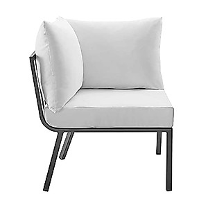 Modway Riverside Outdoor Furniture, Corner Chair, Gray White