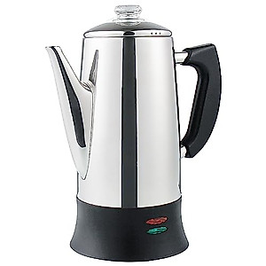 APOXCON Electric Coffee Percolator with ETL Approval, Stainless Steel Coffee Maker 1000 Watt with Simple Glass Knob Top, Auto Keep Warm Function & Cord-less Sever, Easy to Clean (12 Cup)