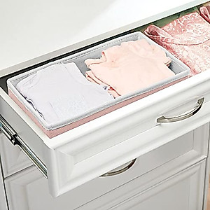 mDesign Soft Fabric Dresser Drawer and Closet Storage Organizer Bin for Bedroom - Holds Lingerie, Bras, Socks, Leggings, Clothes, Purses, Scarves, Jane Collection - 6 Pack - Pink/White