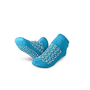 Medline Double-Tread Terry Patient Slippers, Large, Blue (Pack of 48)