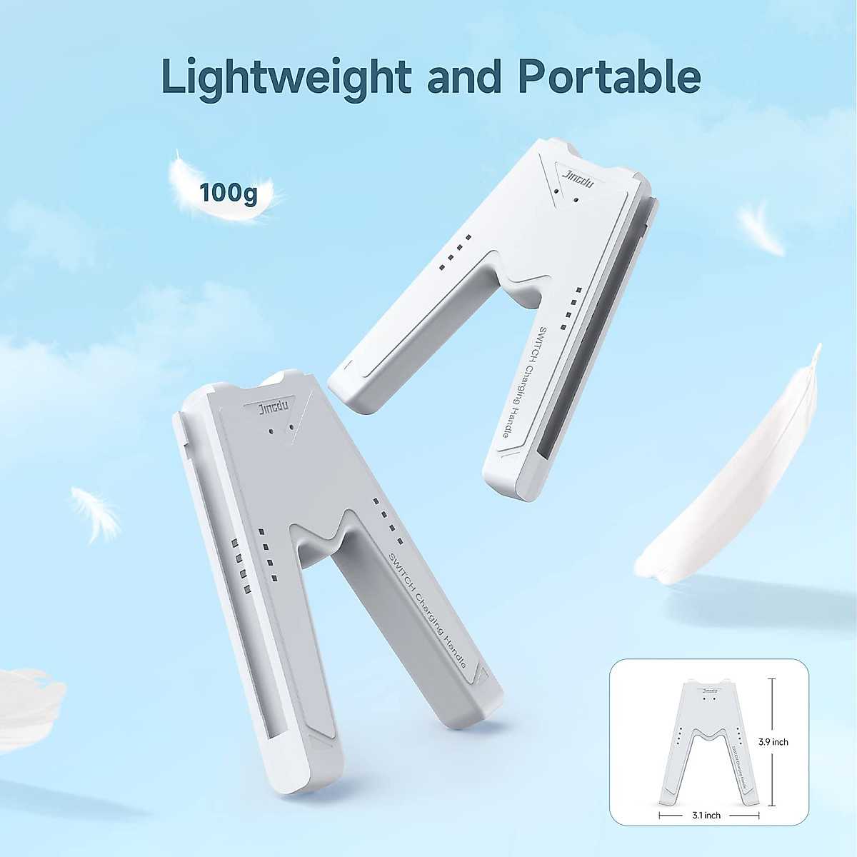 JINGDU Switch Joy-Con Charging Grip Compatible with Nintendo Switch & OLED Model, Play While Charging, Portable V-Shaped Switch Joy-Con Controller Charger with Indicators, White