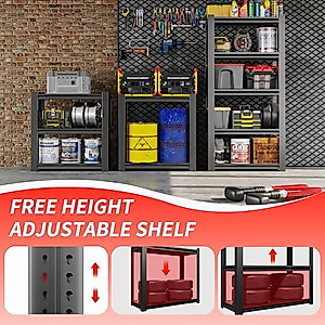 DARTIIA 72" H Garage Shelving 2500LBS Heavy Duty Storage Shelves Adjustable 5 Tier Metal Shelves for Storage Garage Industrial Shelving Utility Racks,16" D*36" W*72" H,Black